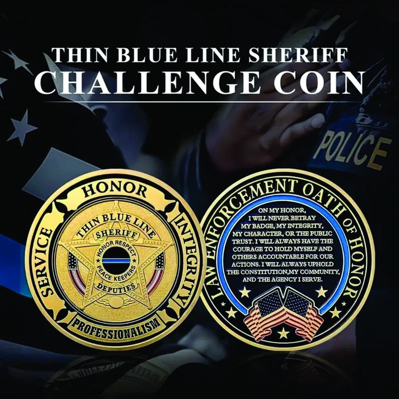 Thin Blue Line Sheriff Challenge Coin - Honor, Integrity ...