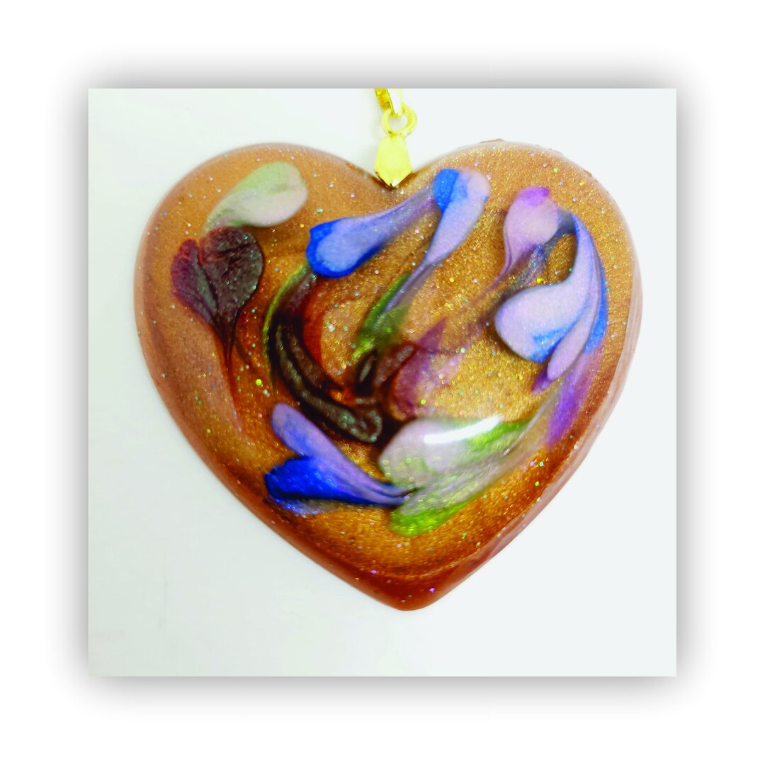 Heart Pendant, Heart Necklace, Resin Heart Pendant Necklace, Epoxy ...