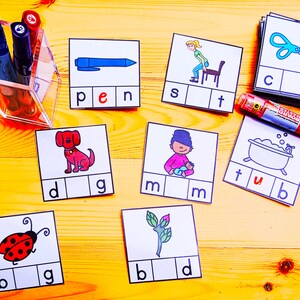 CVC Middle Sounds Task Cards - CVC Middle Sounds Worksheet - Etsy
