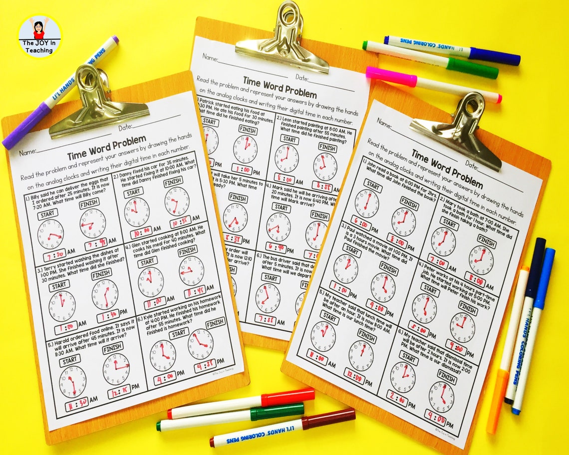 Telling Time Worksheet - Etsy