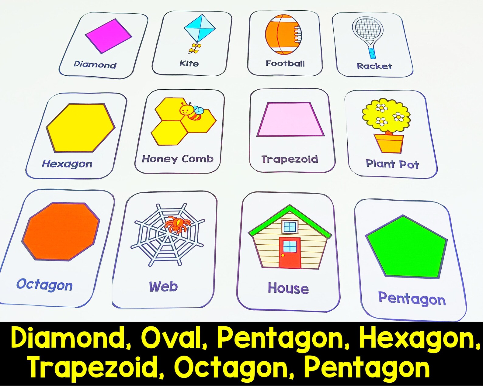 2D Shapes Real Life Objects Flashcards - Etsy