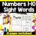 Number Words 1-10 Sight Words Worksheet-sight Words Fluency - Etsy