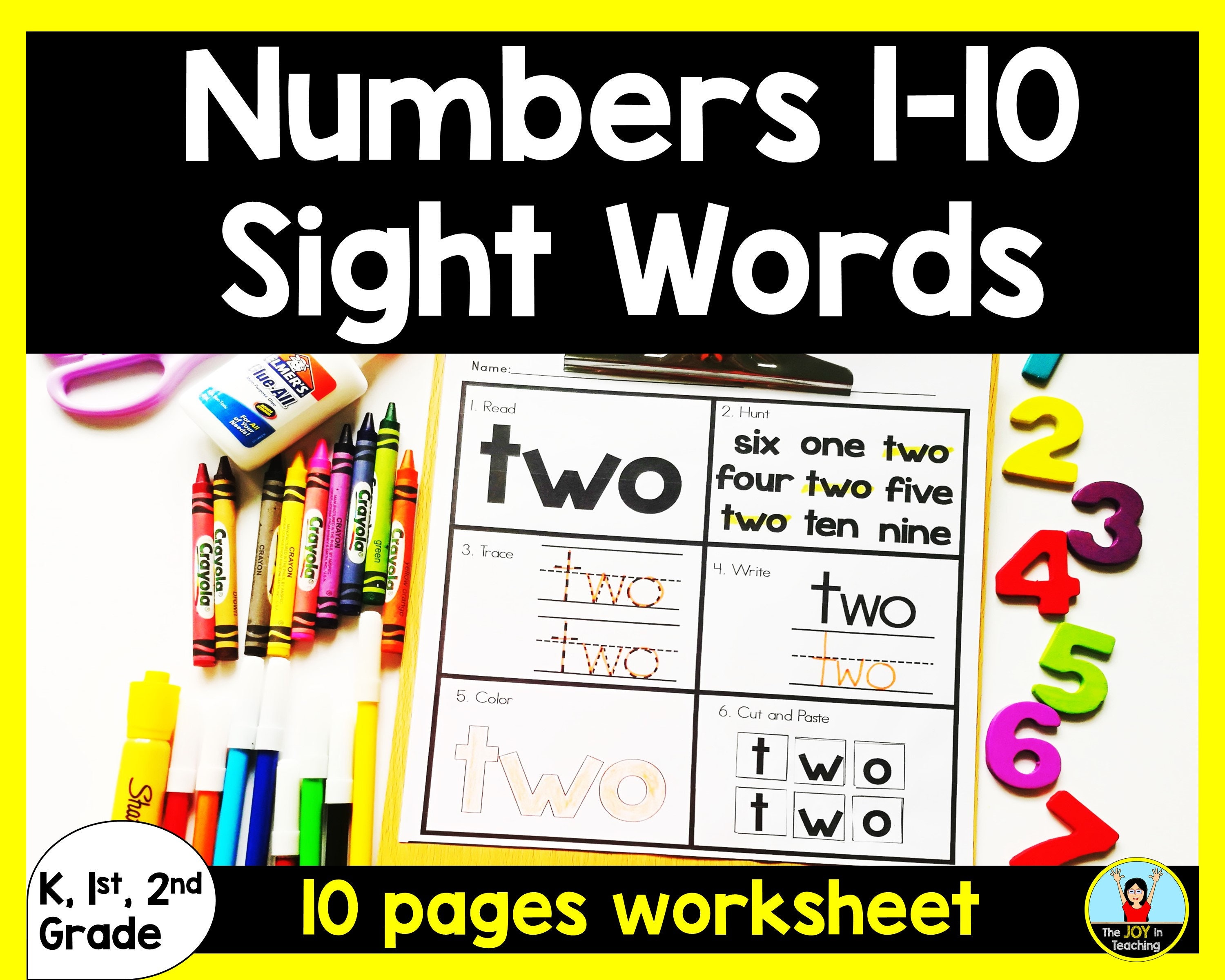 Number Words 1-10 Sight Words Worksheet-sight Words Fluency - Etsy