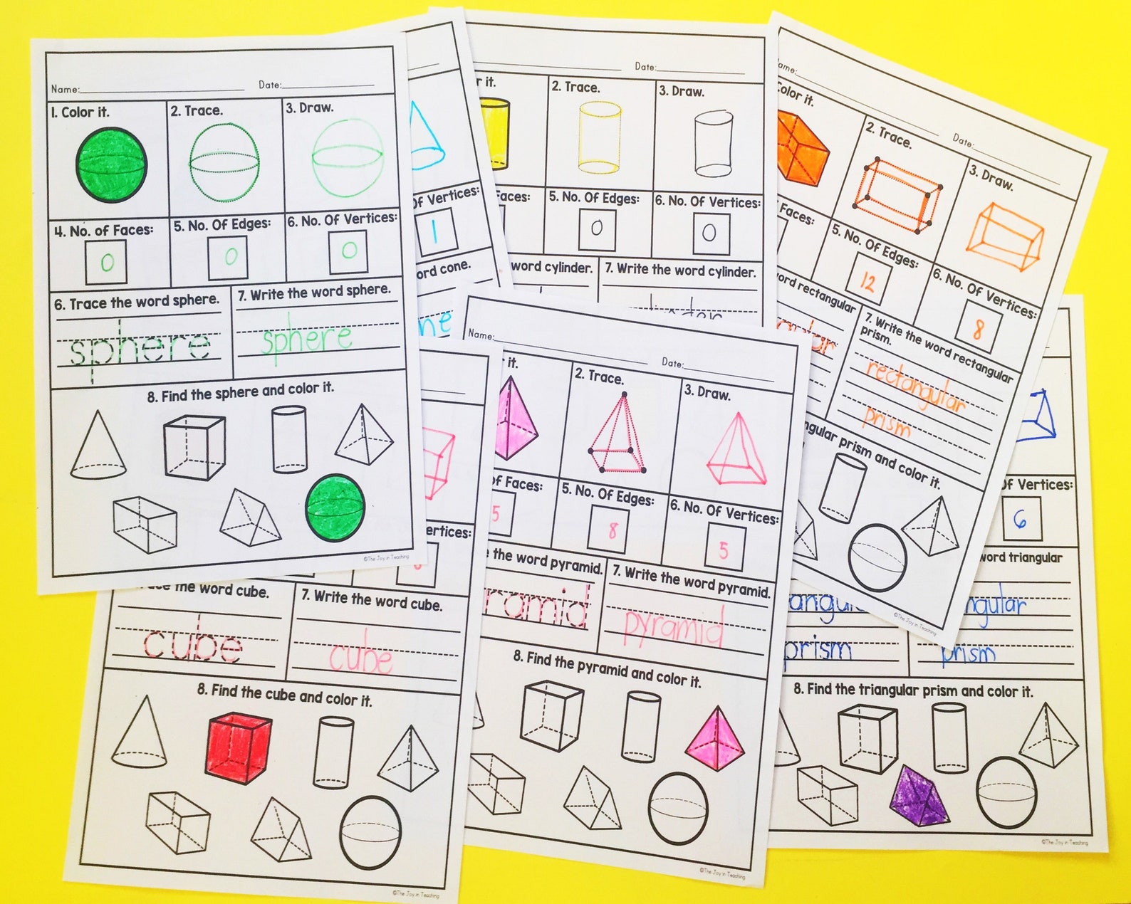 3D Shapes Worksheet - Etsy