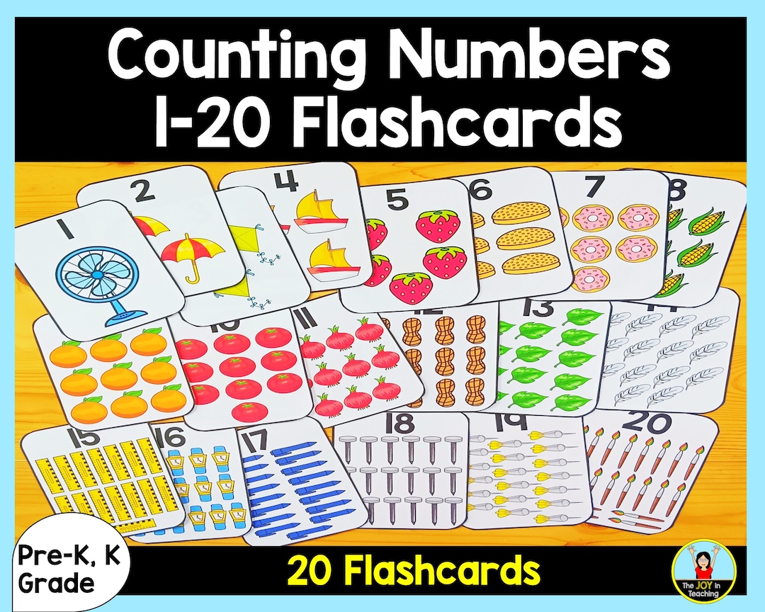 Counting Numbers 1-20 Flashcards - Etsy