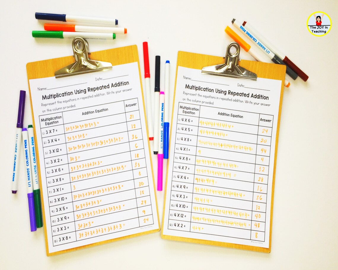 Repeated Addition Worksheet - Etsy