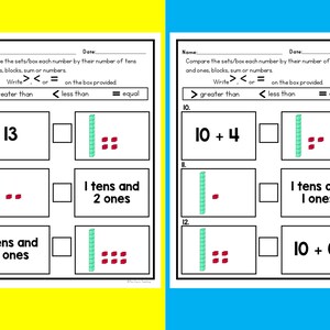 Place Value 11-19 Ones and Tens Base Ten Worksheet - Etsy