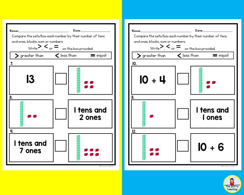 Place Value 11-19 Ones and Tens Base Ten Worksheet - Etsy