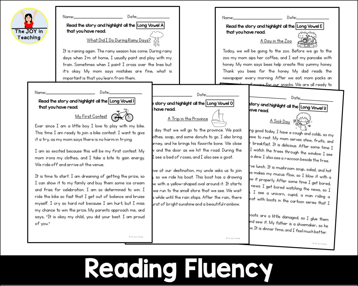 Long Vowel Reading Comprehension Passage - Etsy