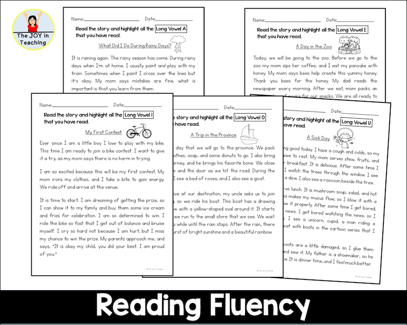 Long Vowel Reading Comprehension Passage - Etsy