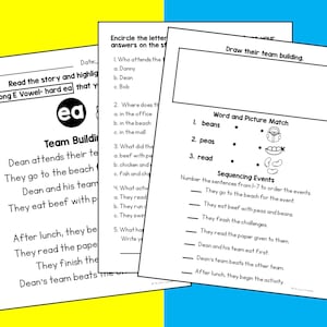 Long Vowel E Reading Comprehension Passage - Etsy