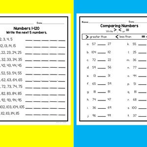 Numbers 1-120 Assessment Worksheet - Etsy
