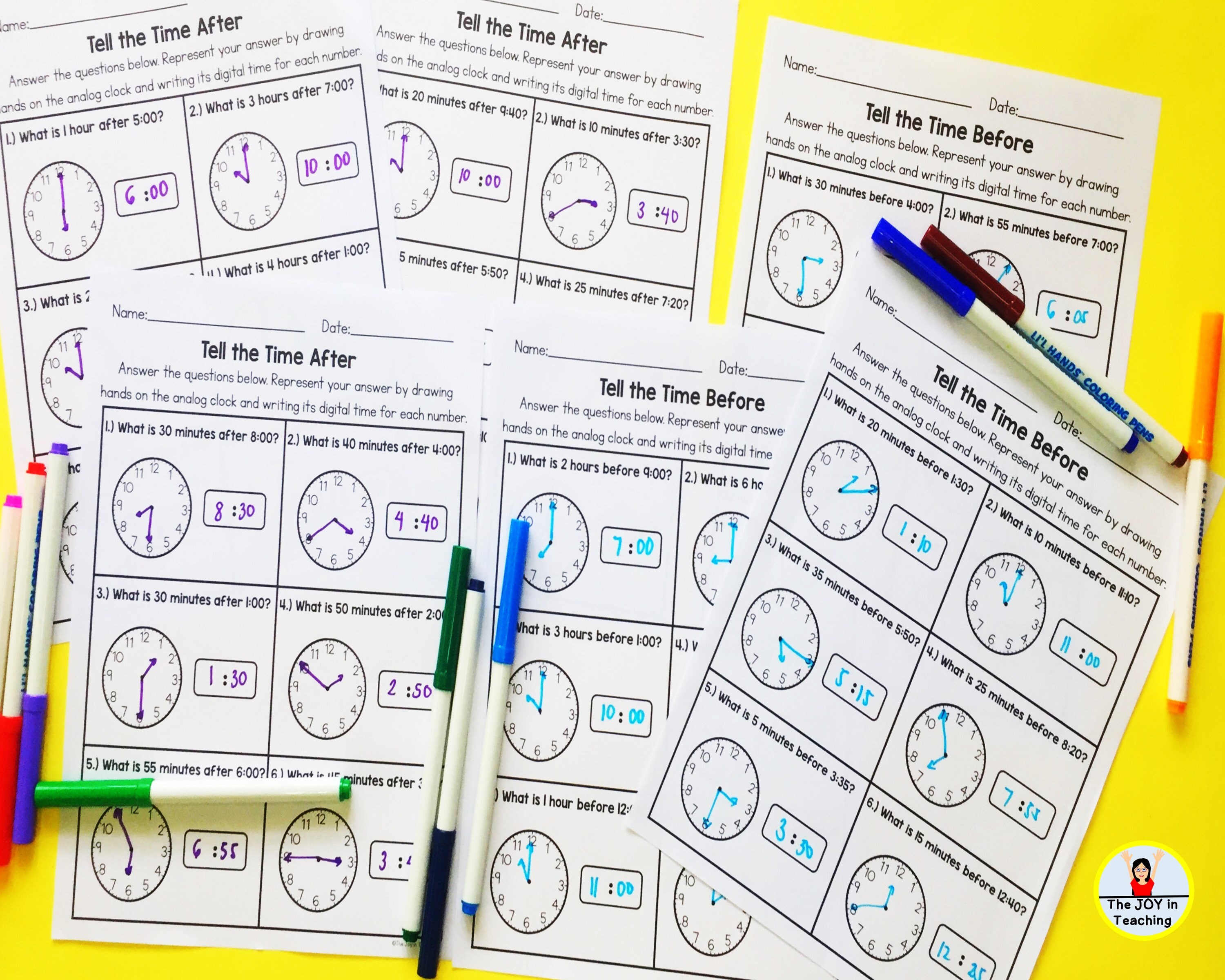 Telling Time Worksheet - Etsy