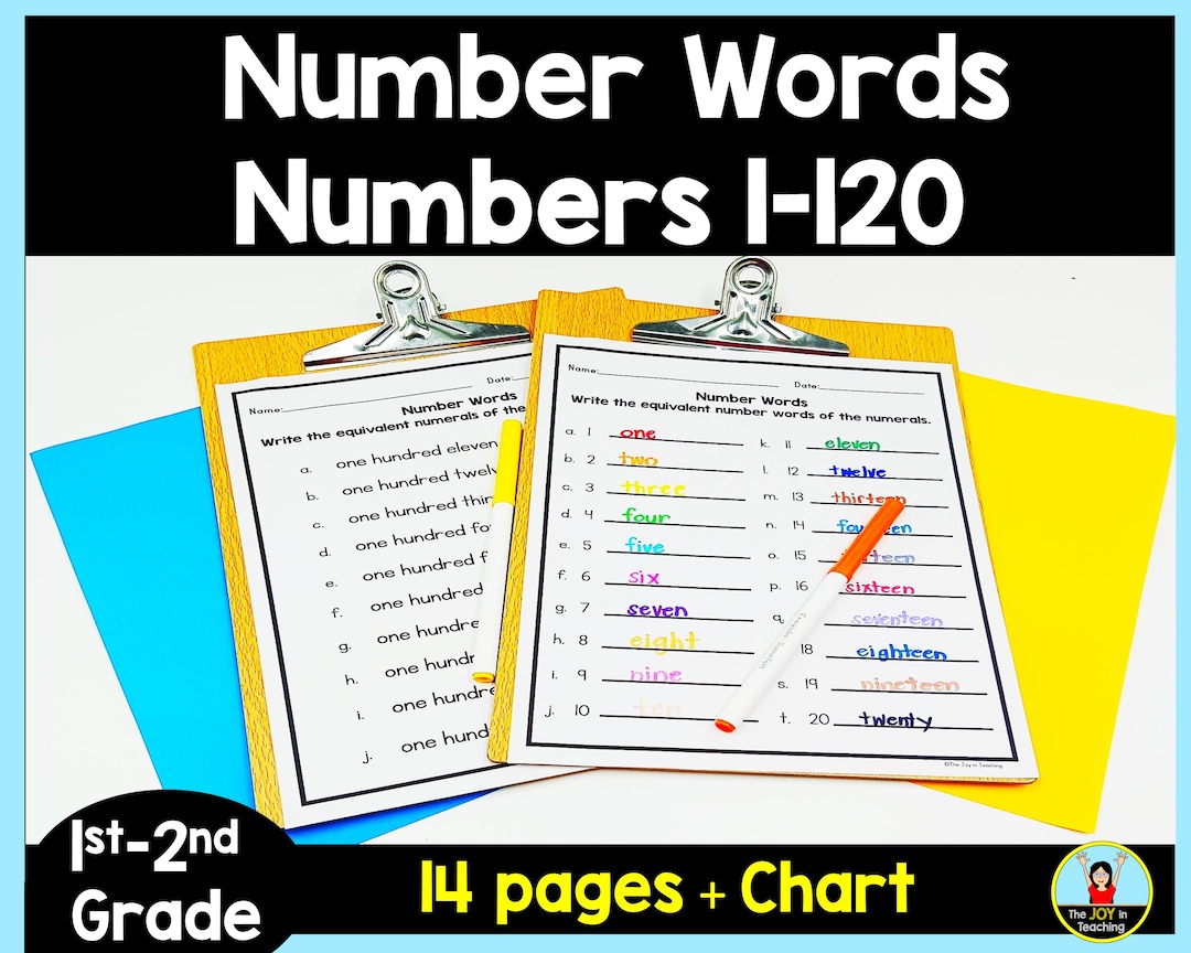 Number Words 1-20 Worksheet - Etsy