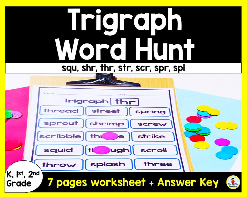 Trigraph Word Hunt Worksheet - Etsy