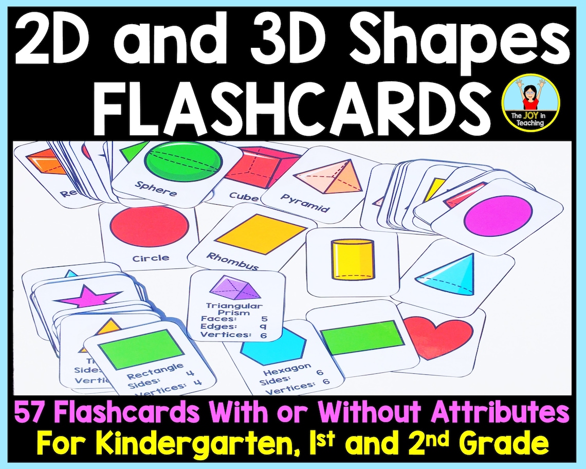 2D and 3D Shapes Flashcards - Etsy