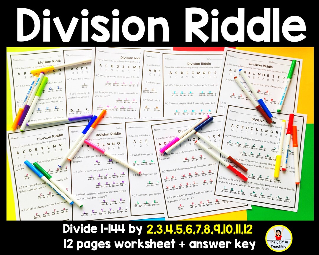 Division Riddle Worksheet - Etsy
