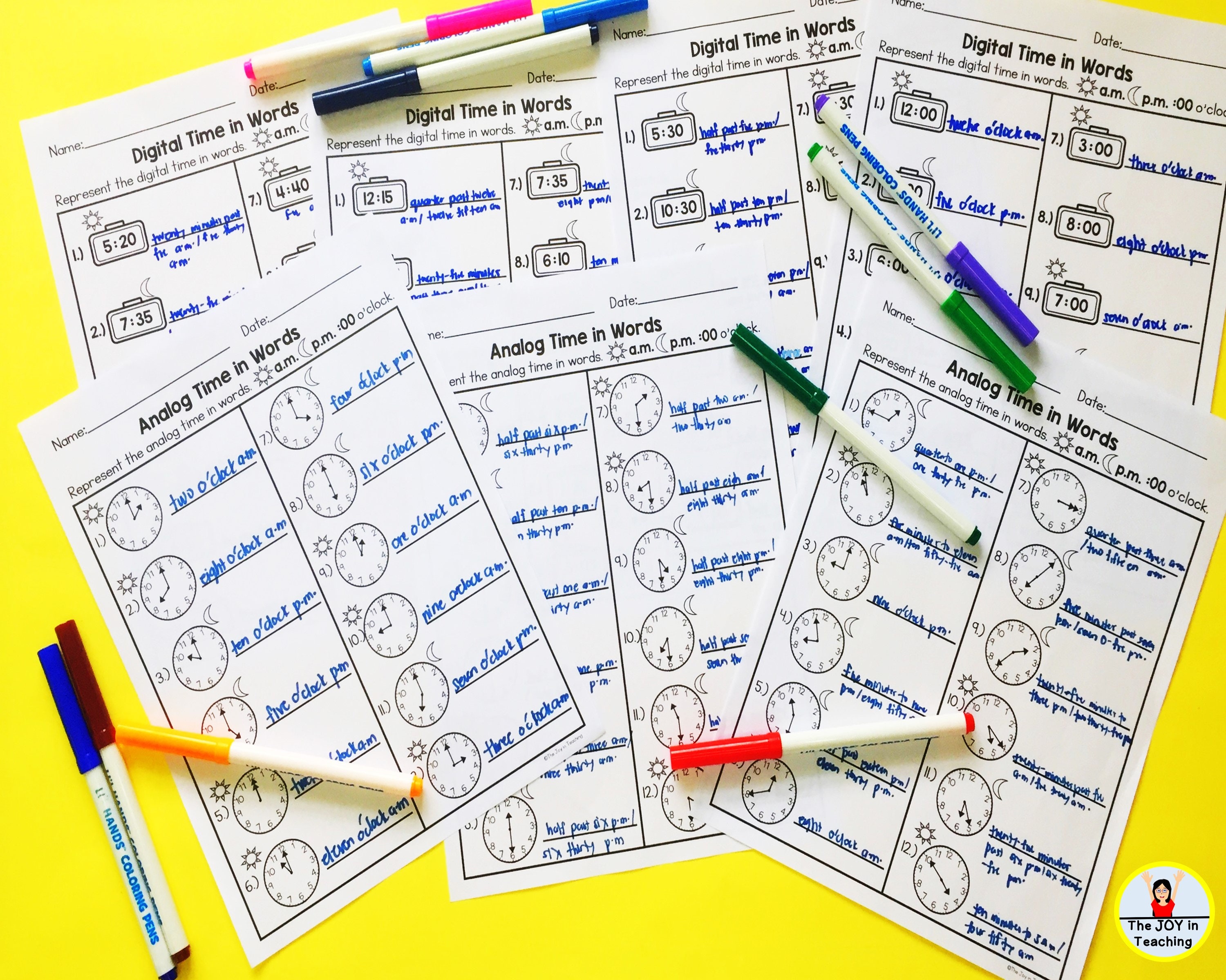 Telling Time Worksheet - Etsy