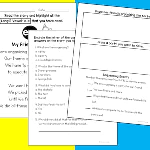 Long Vowel E Reading Comprehension Passage - Etsy