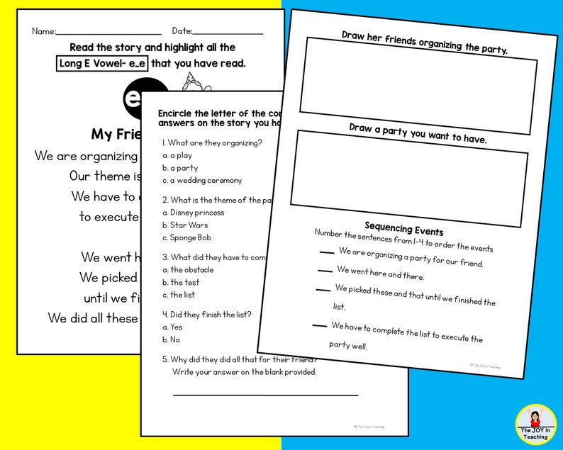 Long Vowel E Reading Comprehension Passage - Etsy