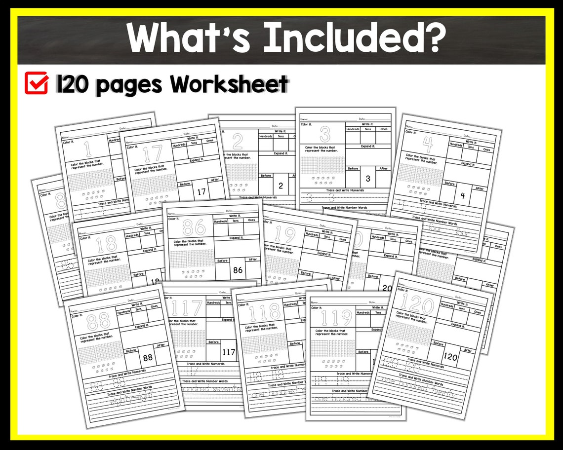 Number Sense Numbers 1-120 Worksheet - Etsy