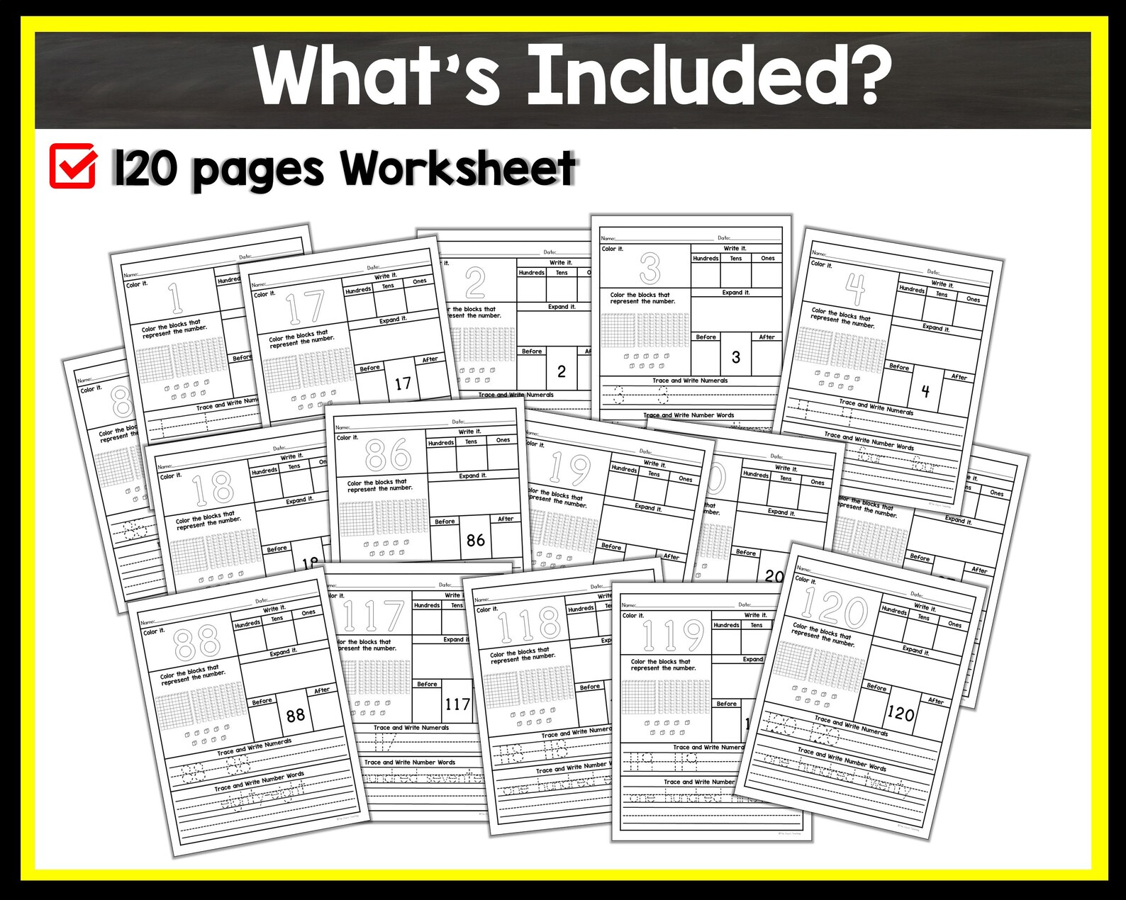 Number Sense Numbers 1-120 Worksheet - Etsy