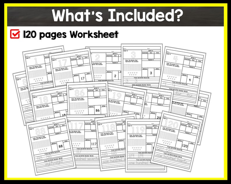 Number Sense Numbers 1-120 Worksheet - Etsy