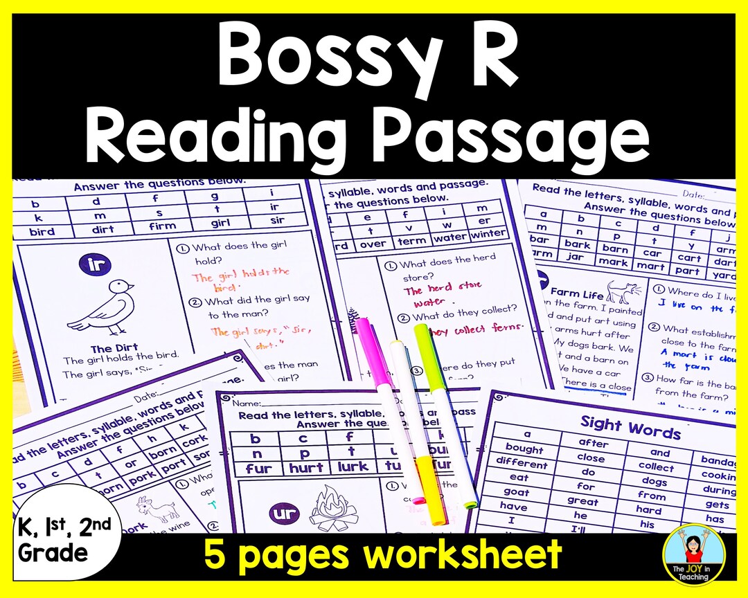 Bossy R Reading Passage - Etsy