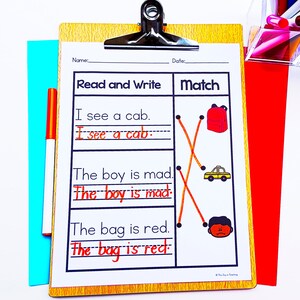CVC Read, Write, and Match Worksheet - Etsy