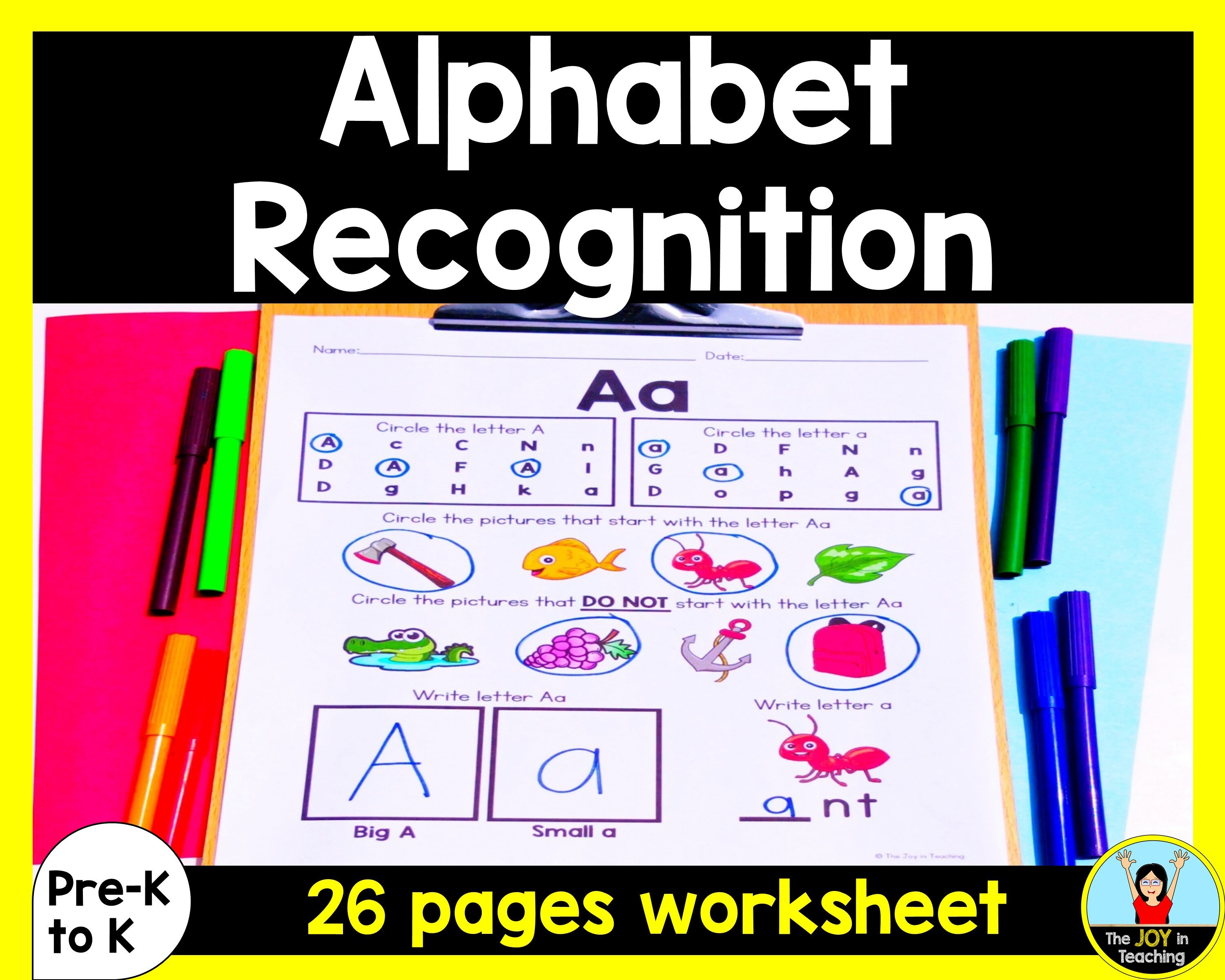 Alphabet Recognition Worksheet - Etsy