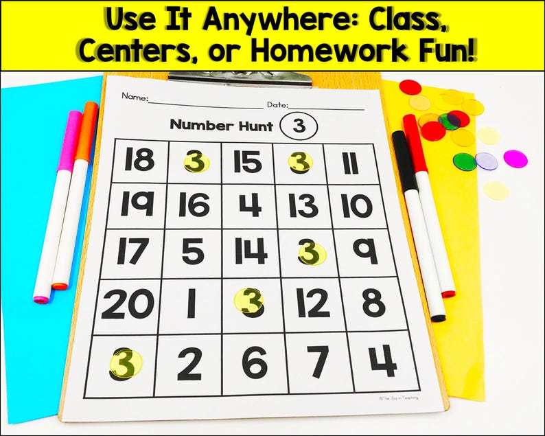 Number Bingo 1-20 Worksheet - Etsy