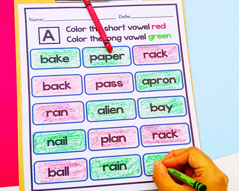 Long Vowel A Worksheet - Etsy
