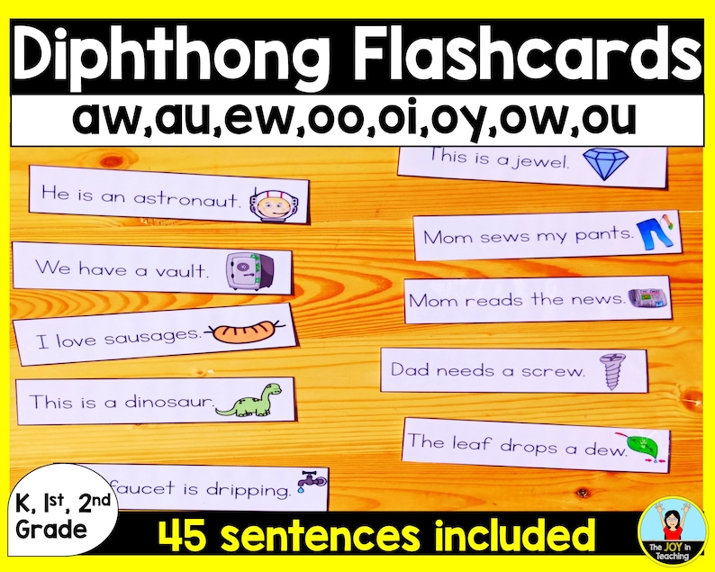 Diphthong Sentence Flashcards - Etsy