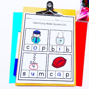 CVC Middle Sounds Task Cards - CVC Middle Sounds Worksheet - Etsy