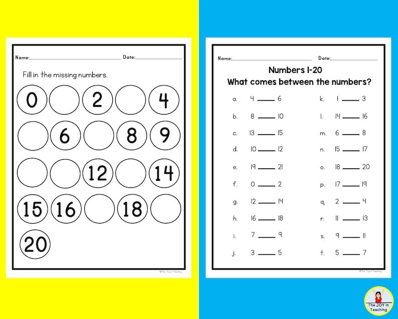 Numbers 0-20 Recognition Counting and Ordering Worksheet - Etsy