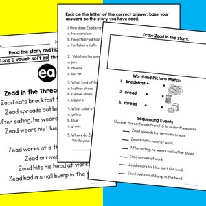 Long Vowel E Reading Comprehension Passage - Etsy