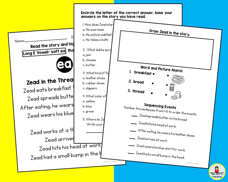 Long Vowel E Reading Comprehension Passage - Etsy