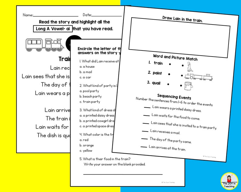 Long Vowel A Reading Comprehension Passage - Etsy