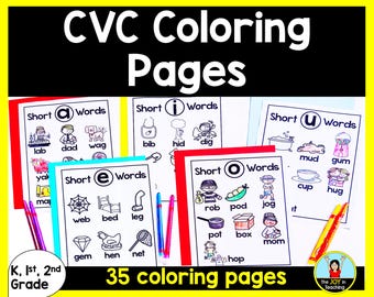 30 CVC Coloring Pages, Printable - Etsy