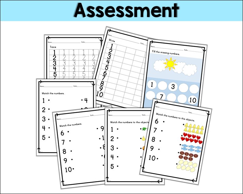 Numbers 1-10 Assessment Worksheet-numbers 1-10 Counting-numbers 1-10 ...