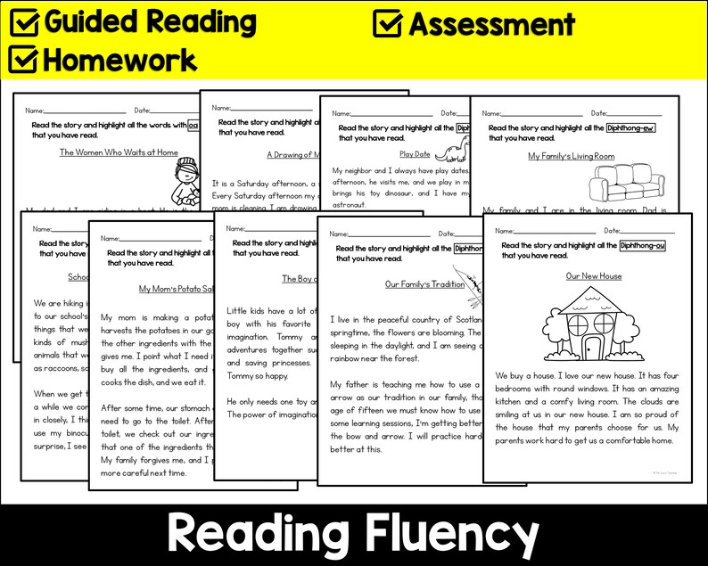 Diphthong Reading Comprehension Passage - Etsy