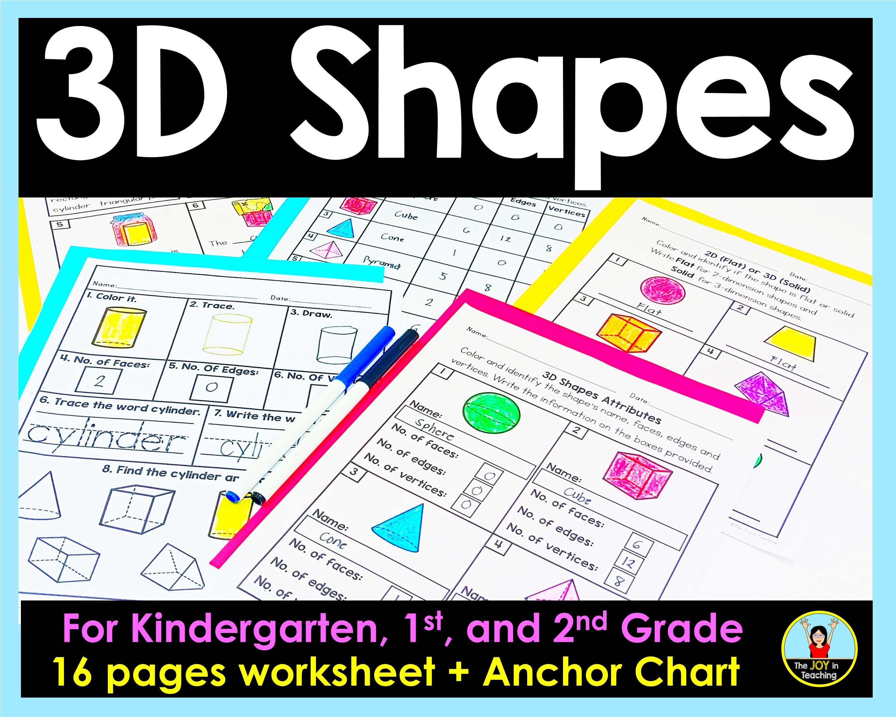 3D Shapes Worksheet - Etsy