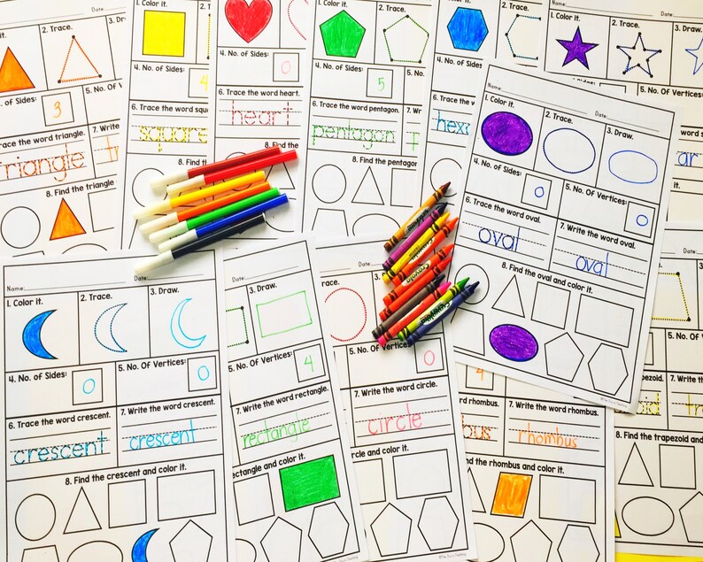 2D Shapes Worksheet - Etsy