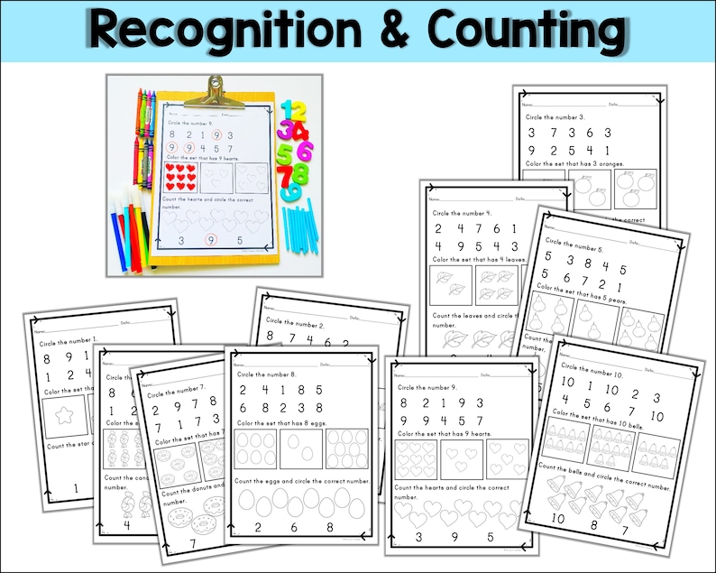 Numbers 1-10 Assessment Worksheet-numbers 1-10 Counting-numbers 1-10 ...