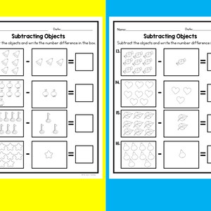 Subtraction Numbers 1-10 Worksheet - Etsy