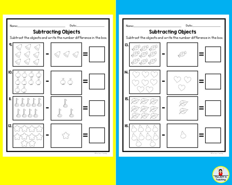 Subtraction Numbers 1-10 Worksheet - Etsy