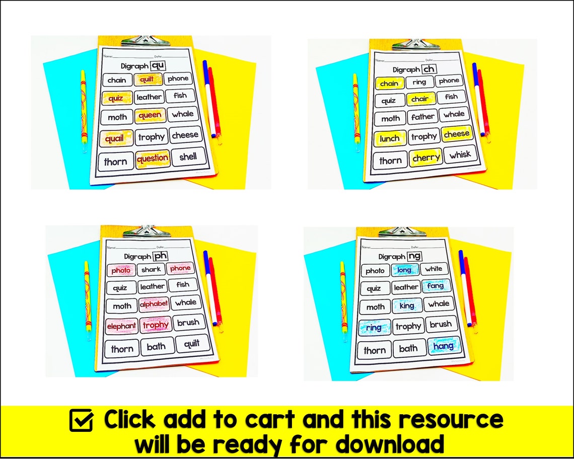 Digraph Word Hunt Worksheet - Etsy