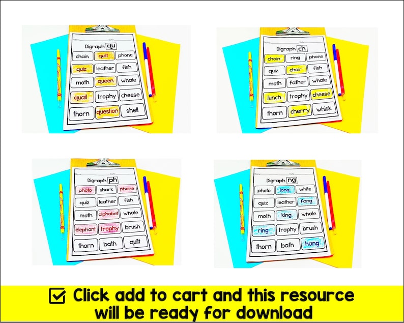 Digraph Word Hunt Worksheet - Etsy