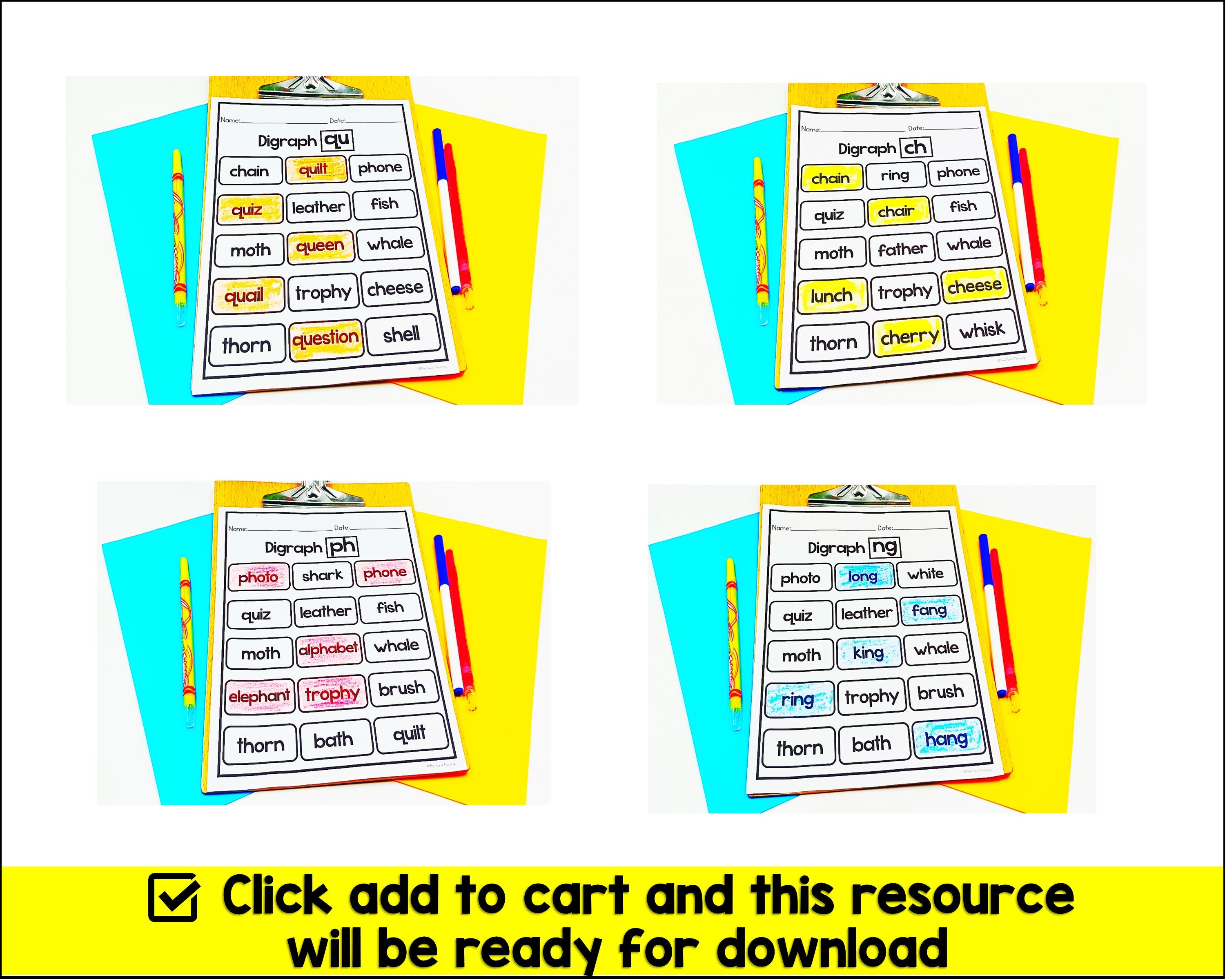 Digraph Word Hunt Worksheet - Etsy