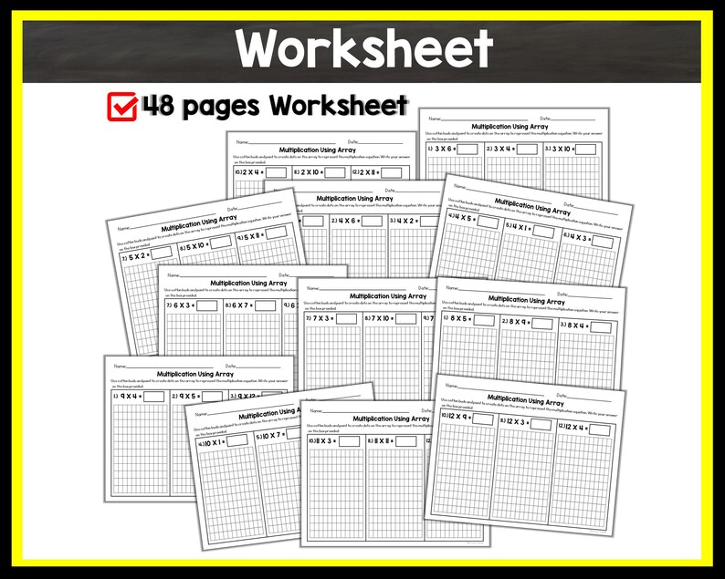 Multiplication Using Array Worksheet - Etsy